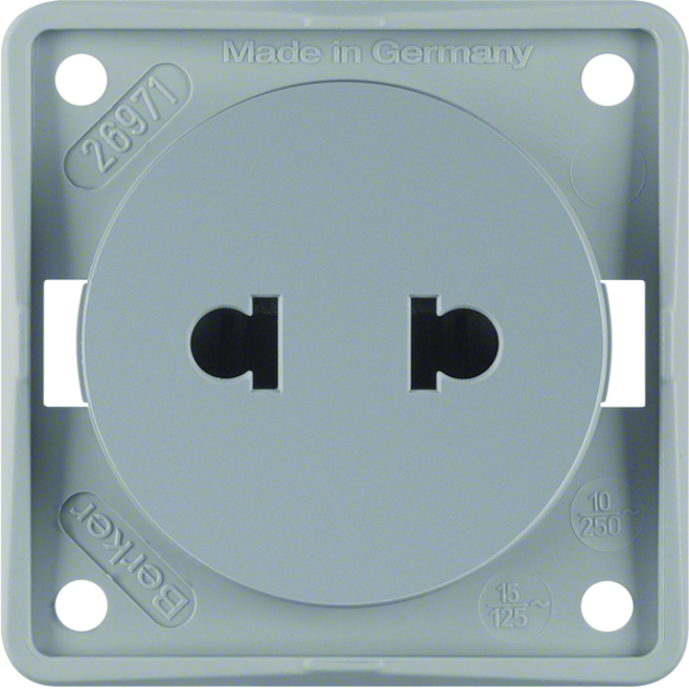 HAGER SOCKET OUTLET 2N/10A/250VAC EURO-US UR gray | 25 Socket Outlets ...