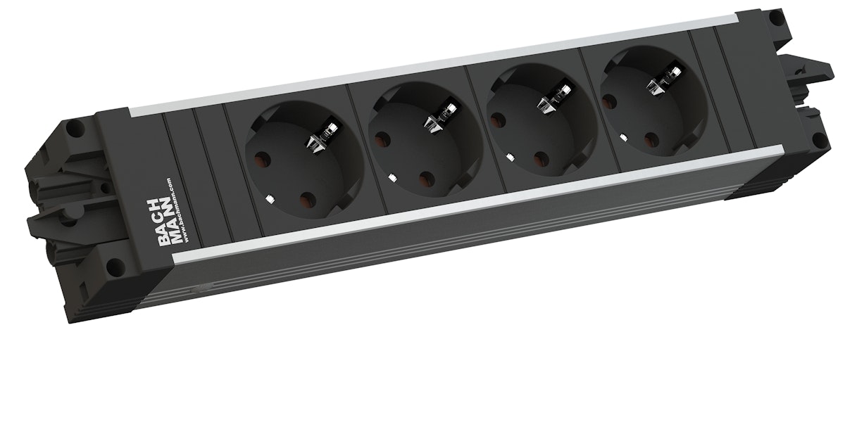 BACHMANN SOCKET-OUTLET PANEL STEP ALU 4xOUTLET WITH EARTHING ALU | 25 ...