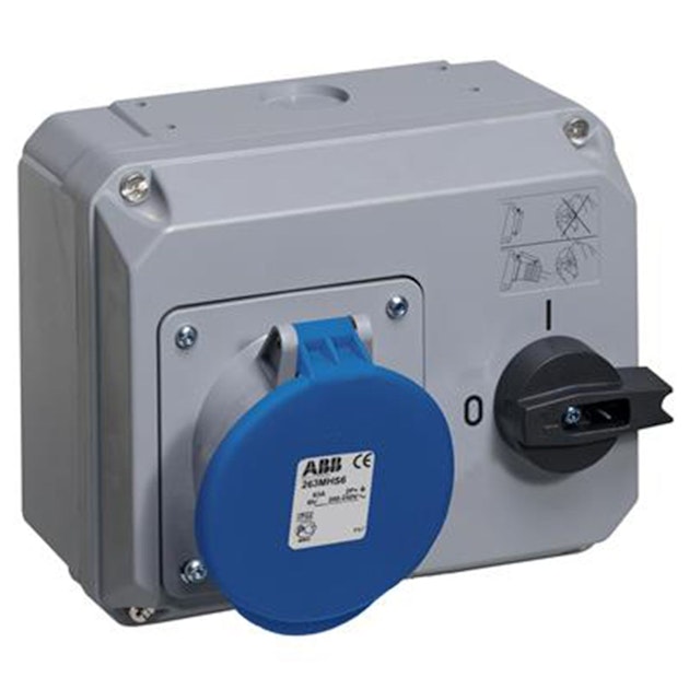 ABB SOCKET OUTLET CRITICAL SAFE 6H, 63A, IP44, 2P+E | Power Socket ...