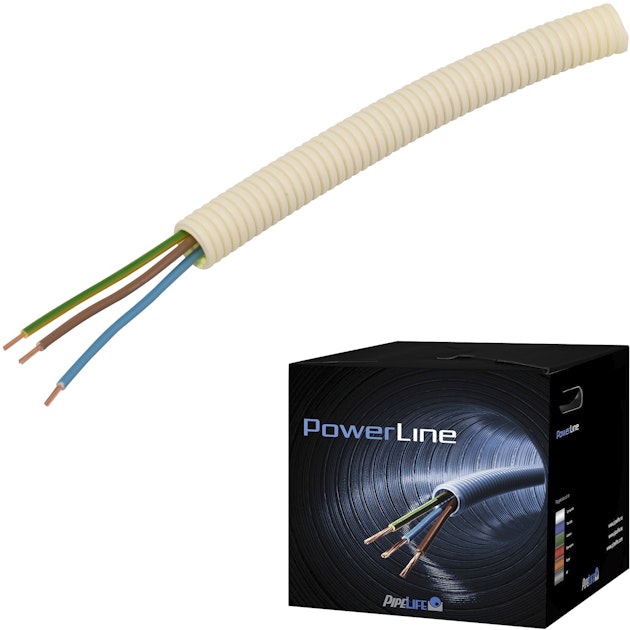Powerline PN 3G1,5 - 16x100 hvit PIPELIFE | Plastrør korrugerte med ...