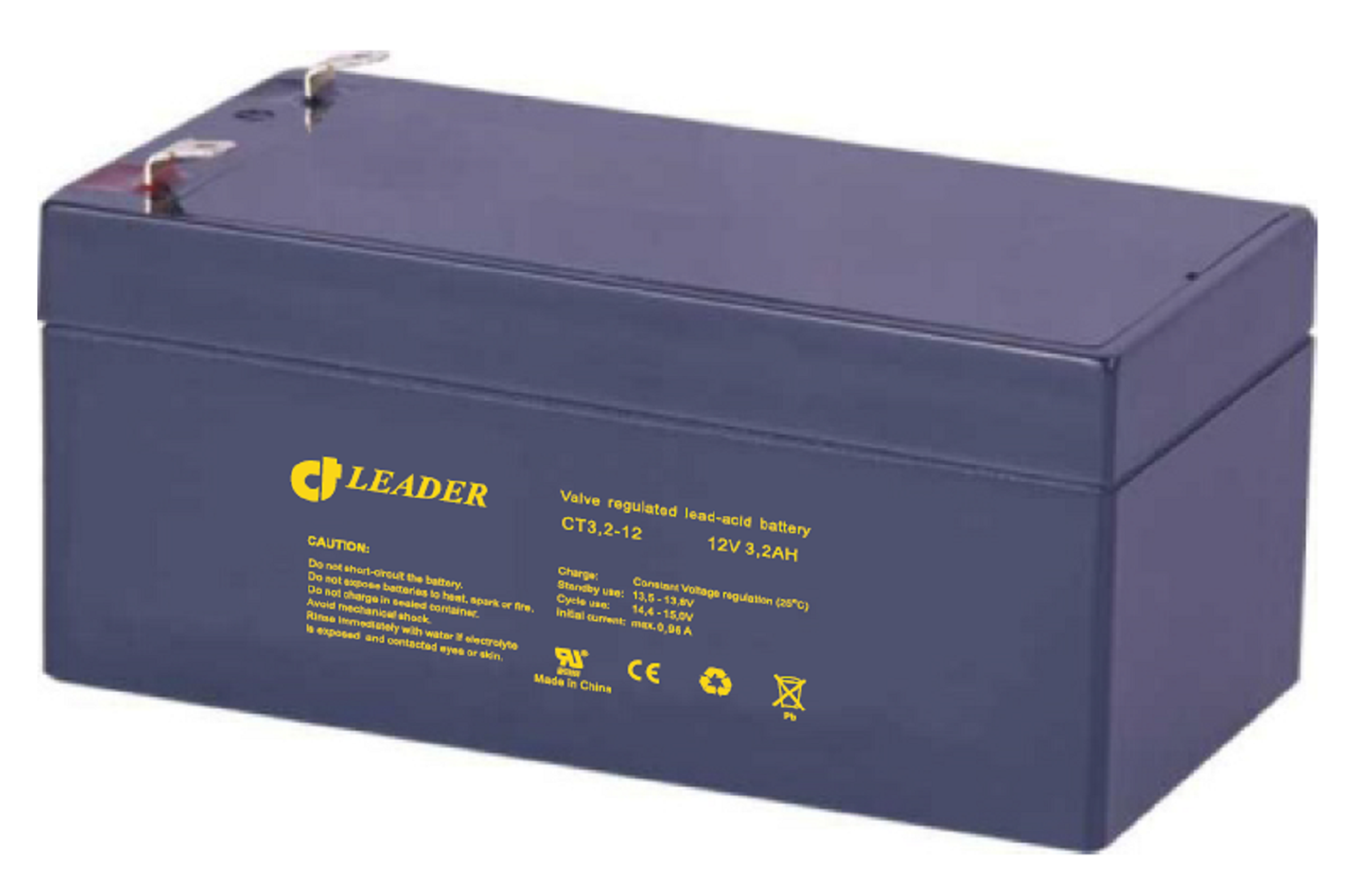 CT-LEADER VRL AGM LEAD ACID BATTERY CT3,2 -12 134X67X67 12V 3,2 AH ...
