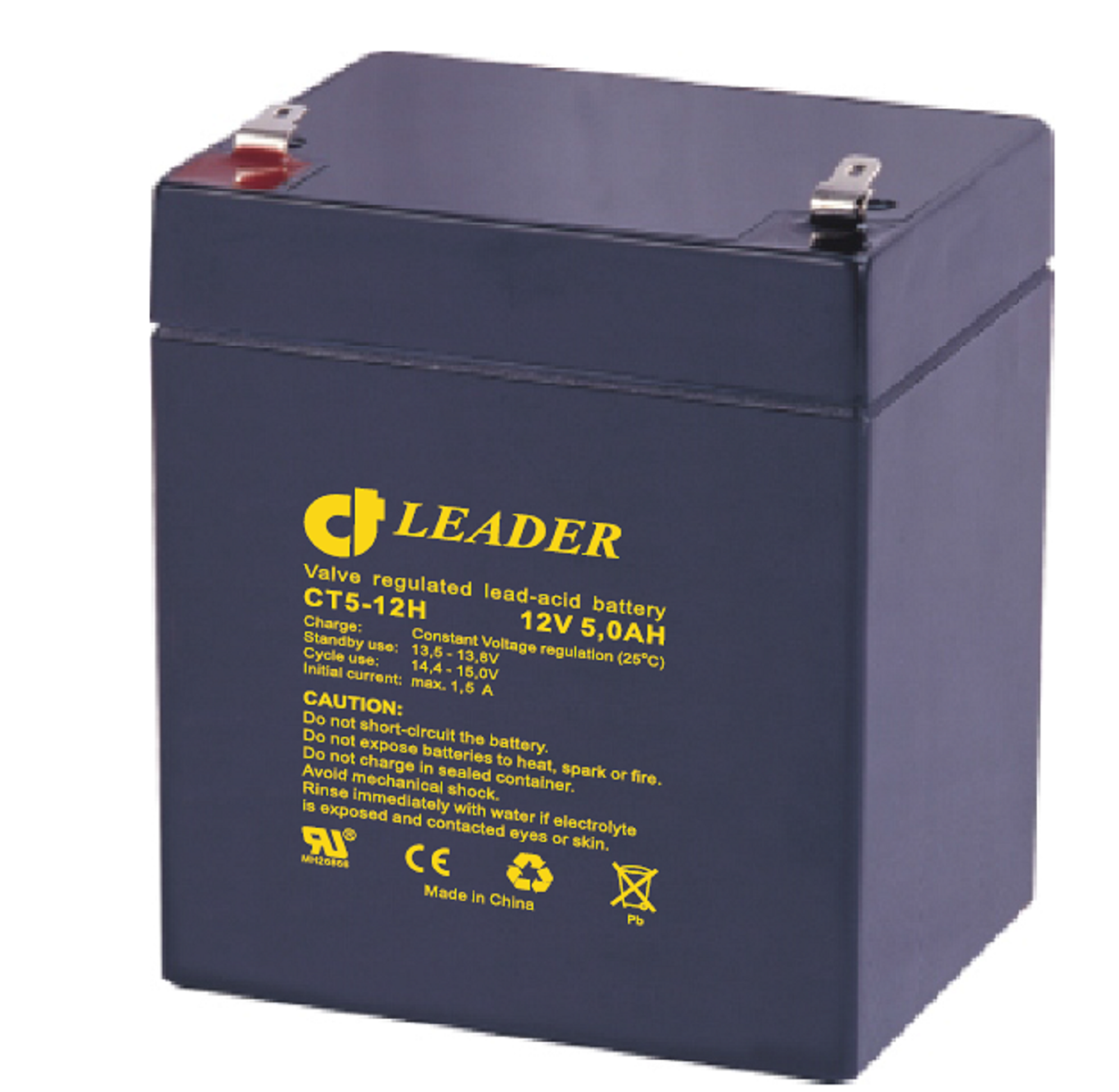 CT-LEADER VRL AGM LEAD ACID BATTERY CT5 -12H 90X70X107 12V 5AH F1 ...