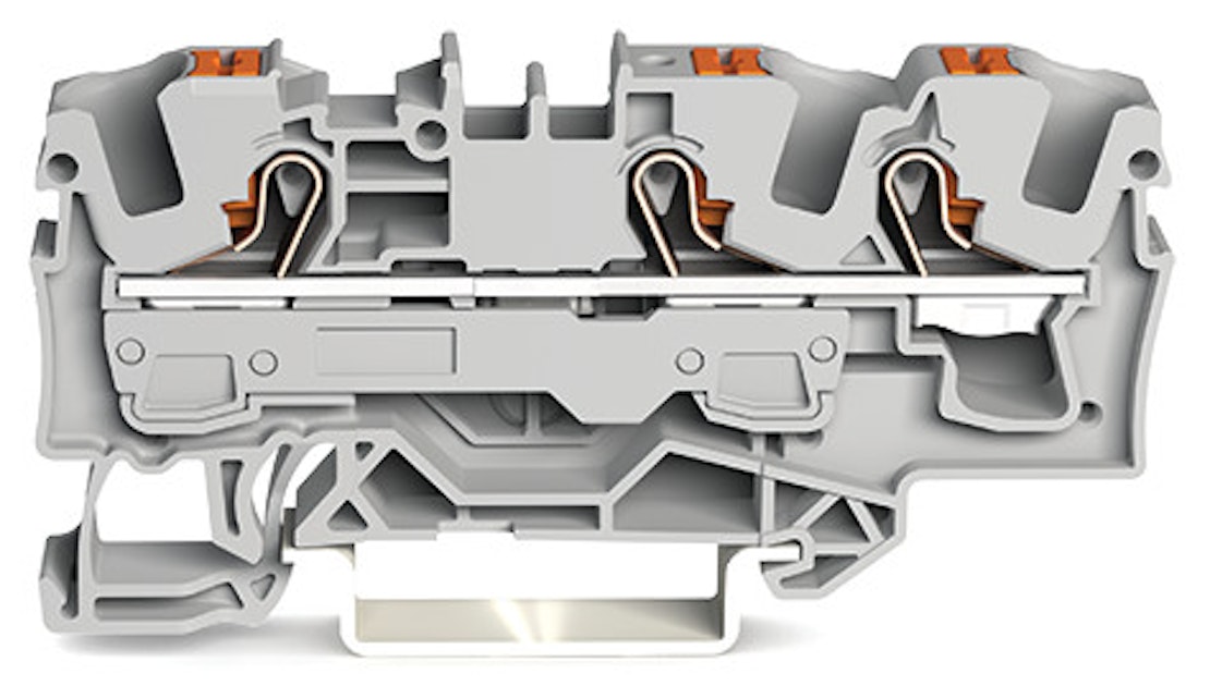 WAGO TERMINAL BLOCK, 3-CONDUCTOR PUSH-BUTTON 6, GRAY | Row Strips | Onninen
