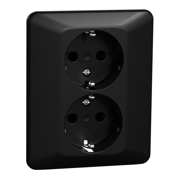 ELKO SOCKET-OUTLET ELKO RS16 RS DSO LOW SCHUKO SCREW BLACK | 25 Socket ...