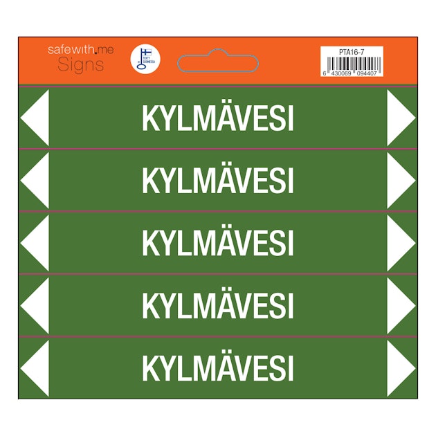 SWM PIPE MARKING KYLMÄVESI SHEET WITH 5 STICKERS | Signs | Onninen