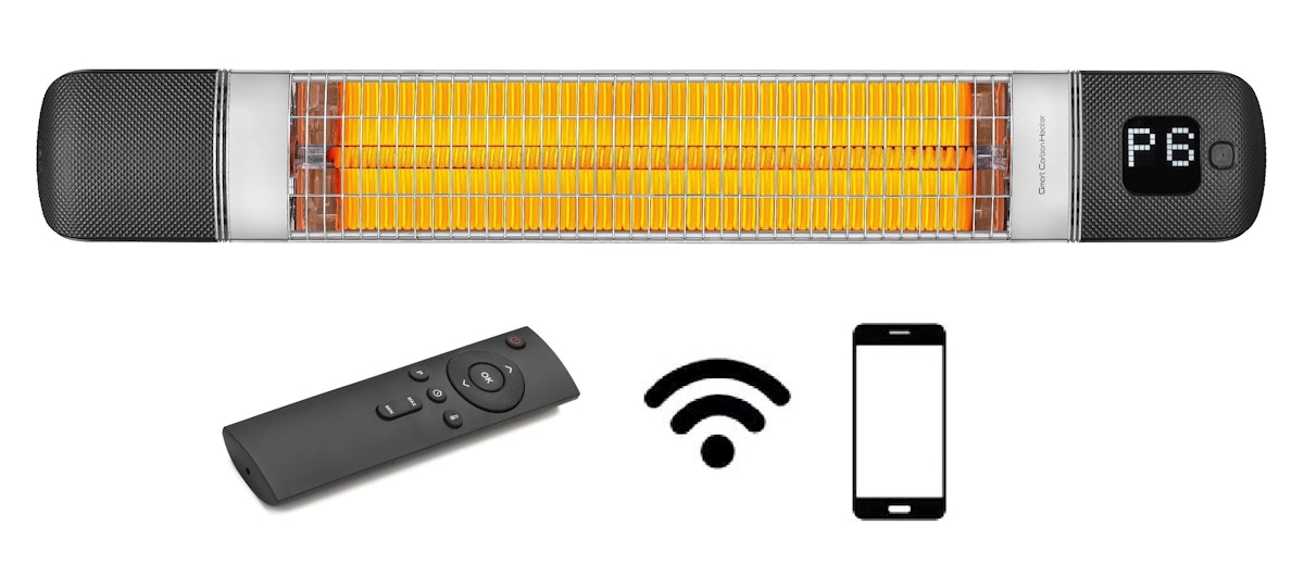 Terrassevarmer PremLux V/T 2500W sort IP55 WIFI, RC,trekk | Strålevarme ...