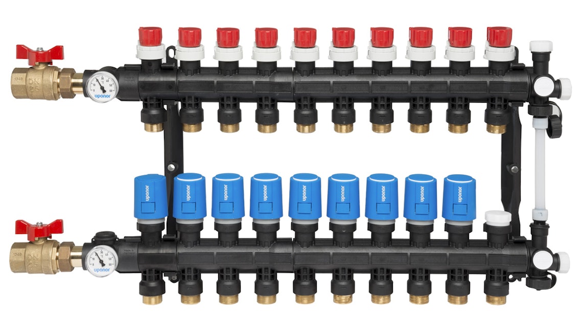 UPONOR MANIFOLD UPONOR R2I 10 LOOPS EUROCONE | Underfloor heating | Onninen