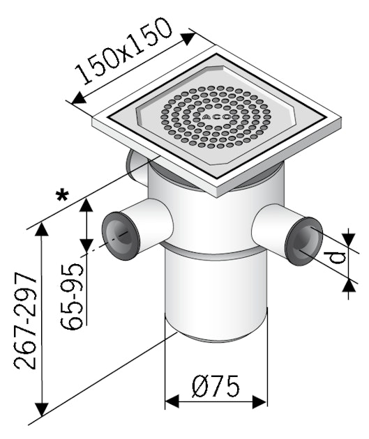 ACO FLOOR DRAIN VERTICAL ACO DN70 AISI304 2X32+50 CONC/RES ...