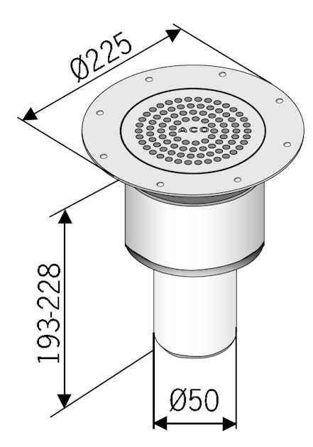 ACO FLOOR DRAIN VERTICAL ACO DN50 AISI 304, VINYL/TILE | Industrial ...
