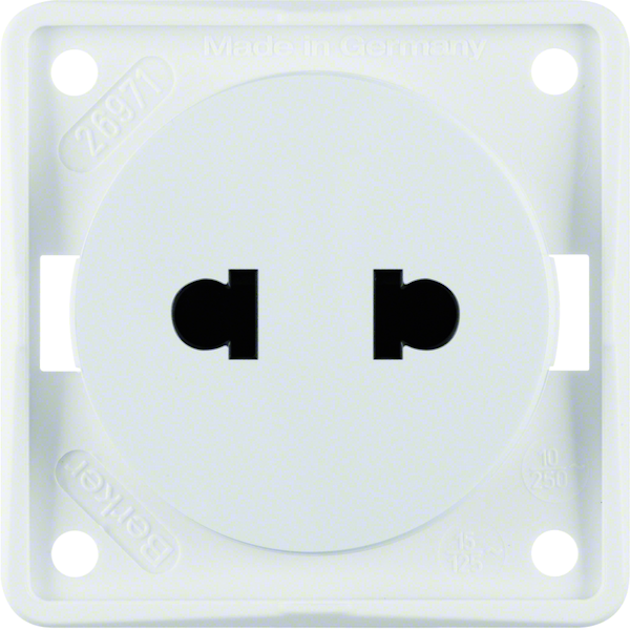 HAGER SOCKET OUTLET 2N/10A/250VAC EURO-US UR white | 25 Socket Outlets ...