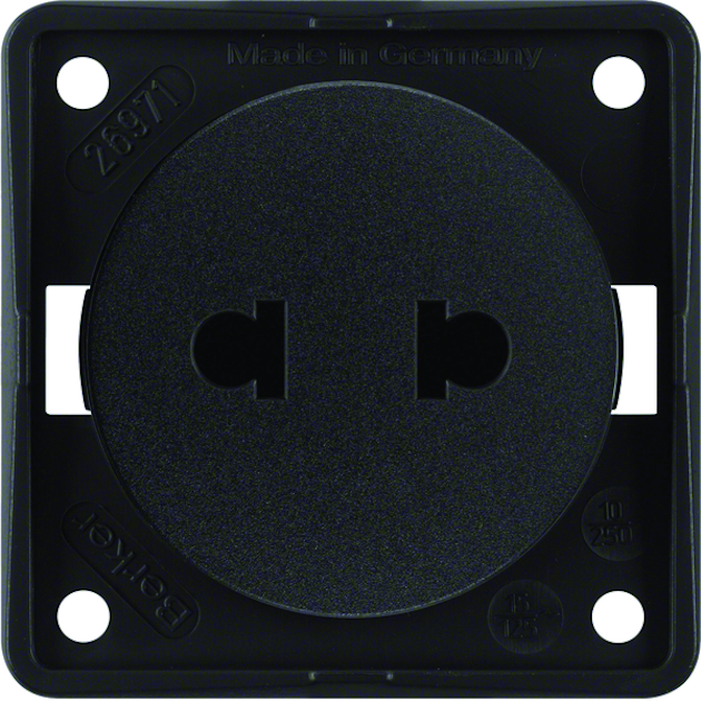 HAGER SOCKET OUTLET 2N/10A/250VAC EURO-US UR black | 25 Socket Outlets ...