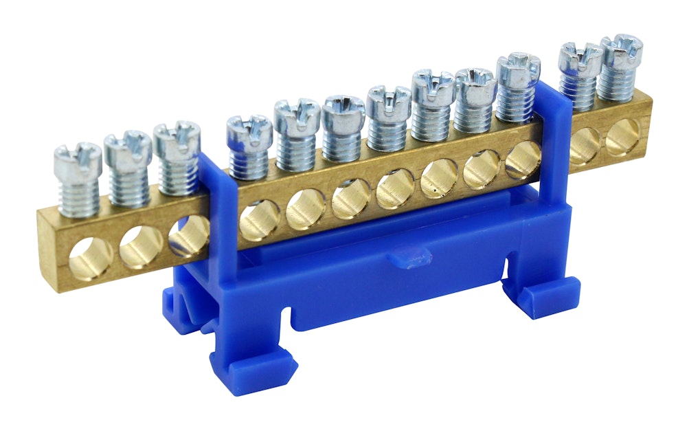 POLLMANN NEUTRAL BUSBAR N/12 FOR DIN RAIL BLUE | Row Strips | Onninen