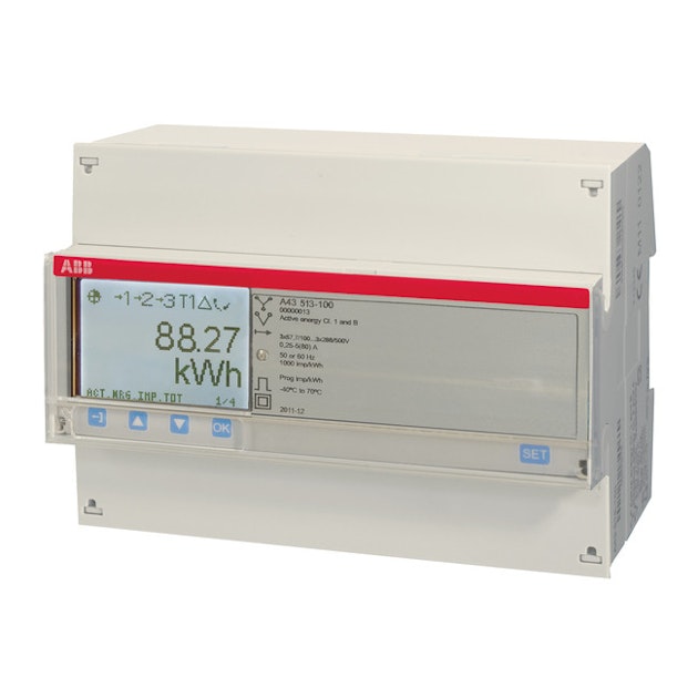 ABB SMART BUILDINGS ENERGY METER EQ ABB 3-PHASE, 80A 500VAC, 1-4 TARIF ...