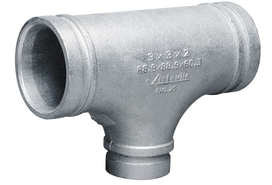 VICTAULIC F/025 REDUCING TEE DN150-DN80 STYLE 25 GLV | Groove ...