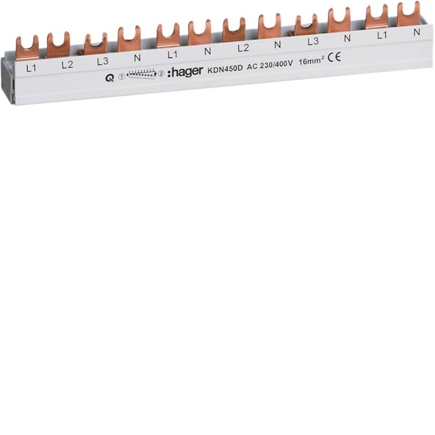 HAGER BUSBAR KDN450D 4P 80A 3P+N/4X2P+N 12M | Busbars And Accessories ...