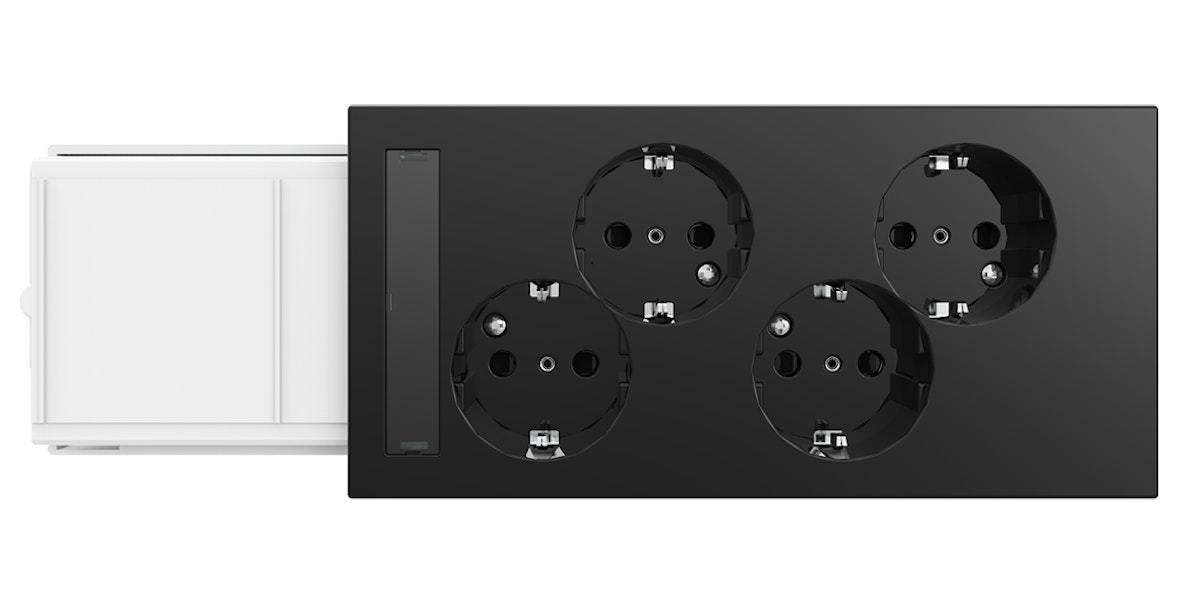 DUCT SOCKET DUCT 4-GANG, BLACK | Installasjonskanaler aluminium ...