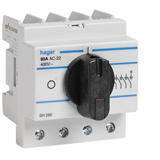 HAGER MAIN SWITCH SH280 4X80A BUSBAR ADAPT. DIN | Load Break Switch ...