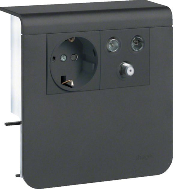 HAGER SOCKET OUTLET PLINTH SL20080 SO+TV/R/SAT END. BLACK | Cable Ducts ...