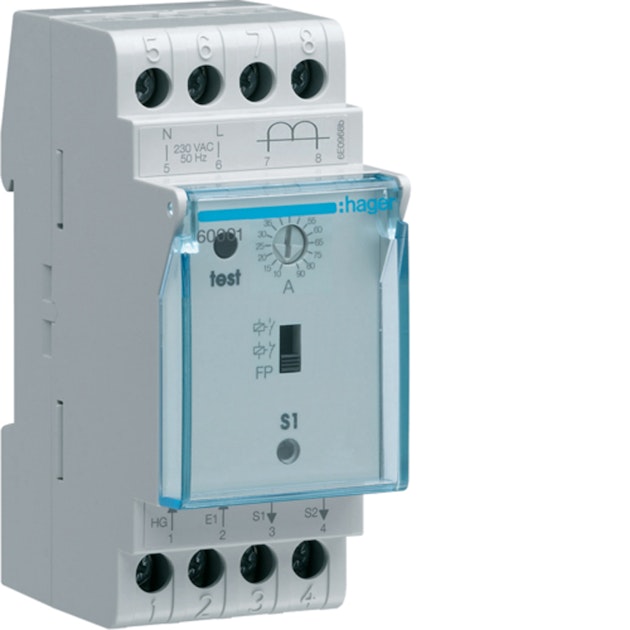 HAGER CONTROL RELAY CURRENT 60001 1-STAGE 15/30/45/60A 1M | Other ...