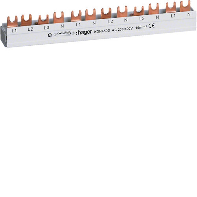 HAGER BUSBAR KDN450D 4P 80A 3P+N/4X2P+N 12M | Busbars And Accessories ...