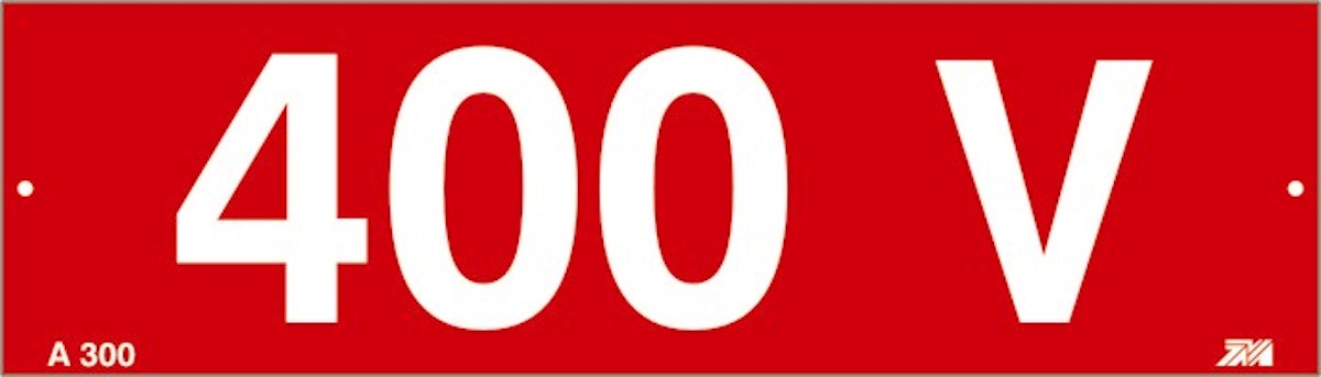 VARSELSKILT "400V" RØD/HVIT A300 | Merkeskilt | Onninen AS