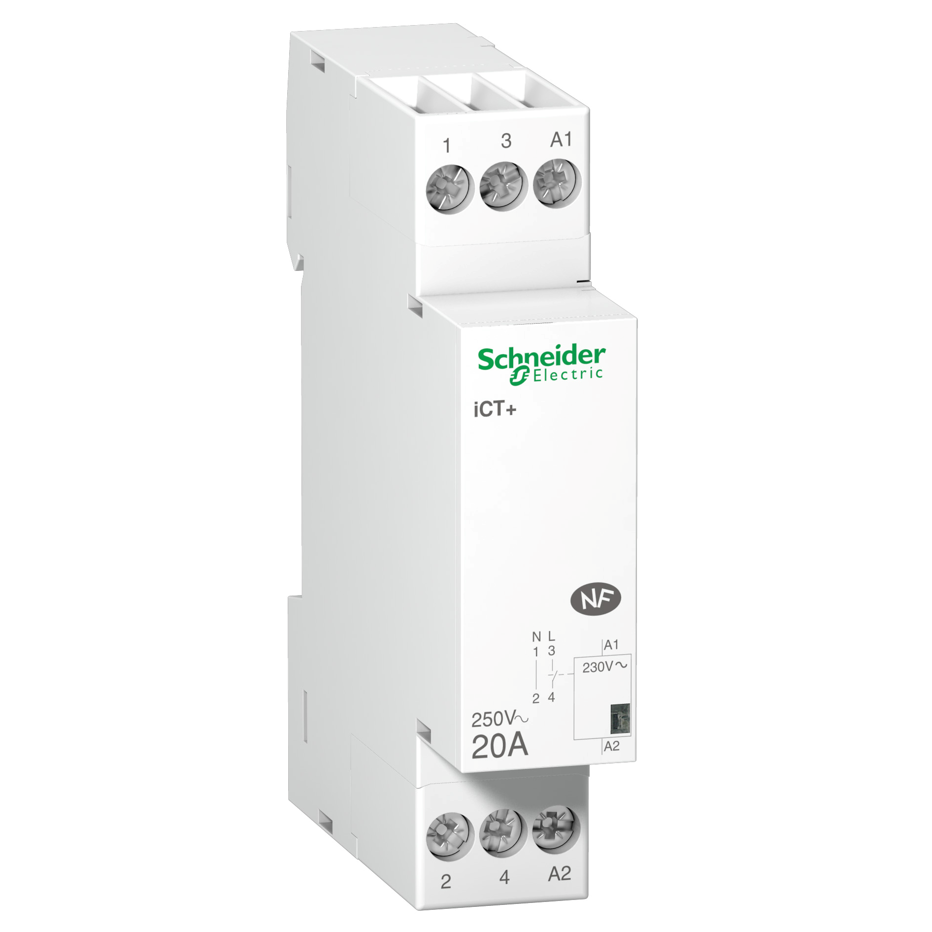 SCHNEIDER ELECTRIC CONTACTOR ICT+ 20A 1S 230VAC LED | Contactor Relays ...