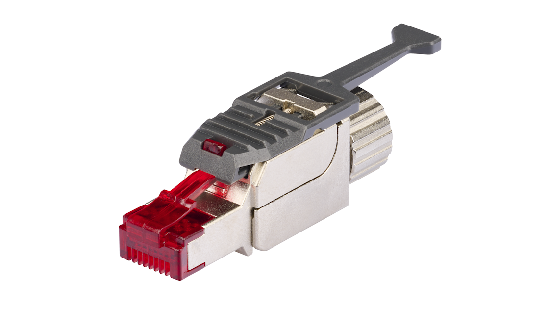 Feltmontert C6A/A-B RJ45 plugg slank | Kontakter kategori 5/6/7, kobber ...