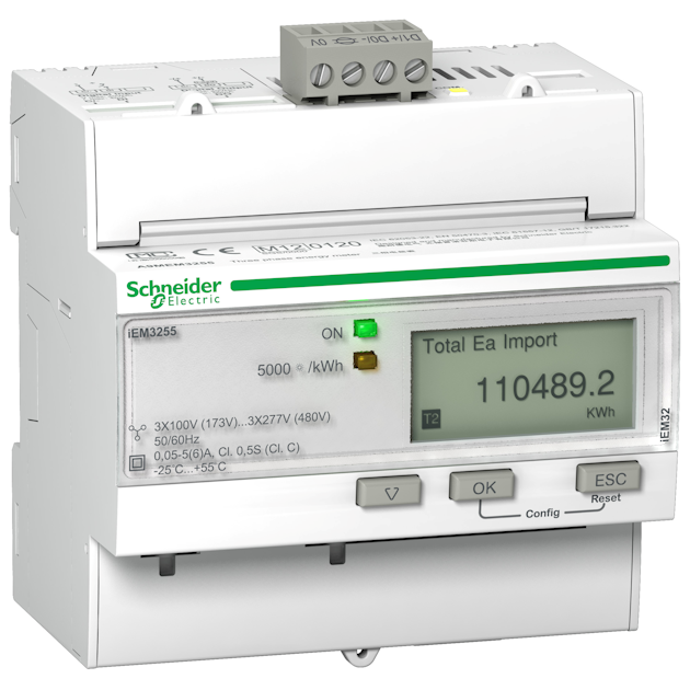 SCHNEIDER ELECTRIC IEM3255 ENERGY METER, CT, MODBUS, 1 DIGITAL I, 1 ...