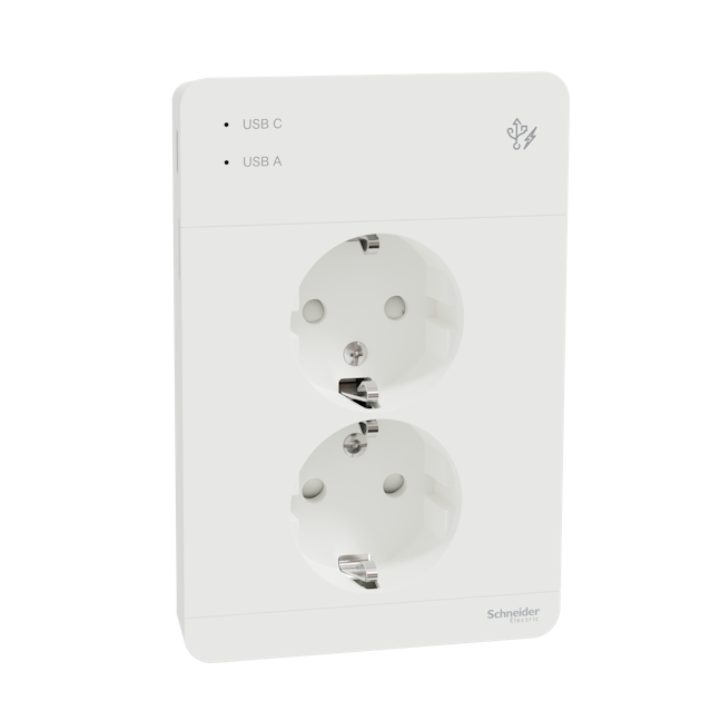 SOCKET-OUTLET EXXACT SCHUKO DSO W USB CHARGER WHITE | Innfelte ...