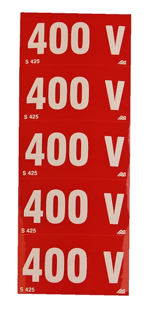 SKILT 400V SELVKLEBENDE S425 50 merker | Merkeskilt | Onninen AS
